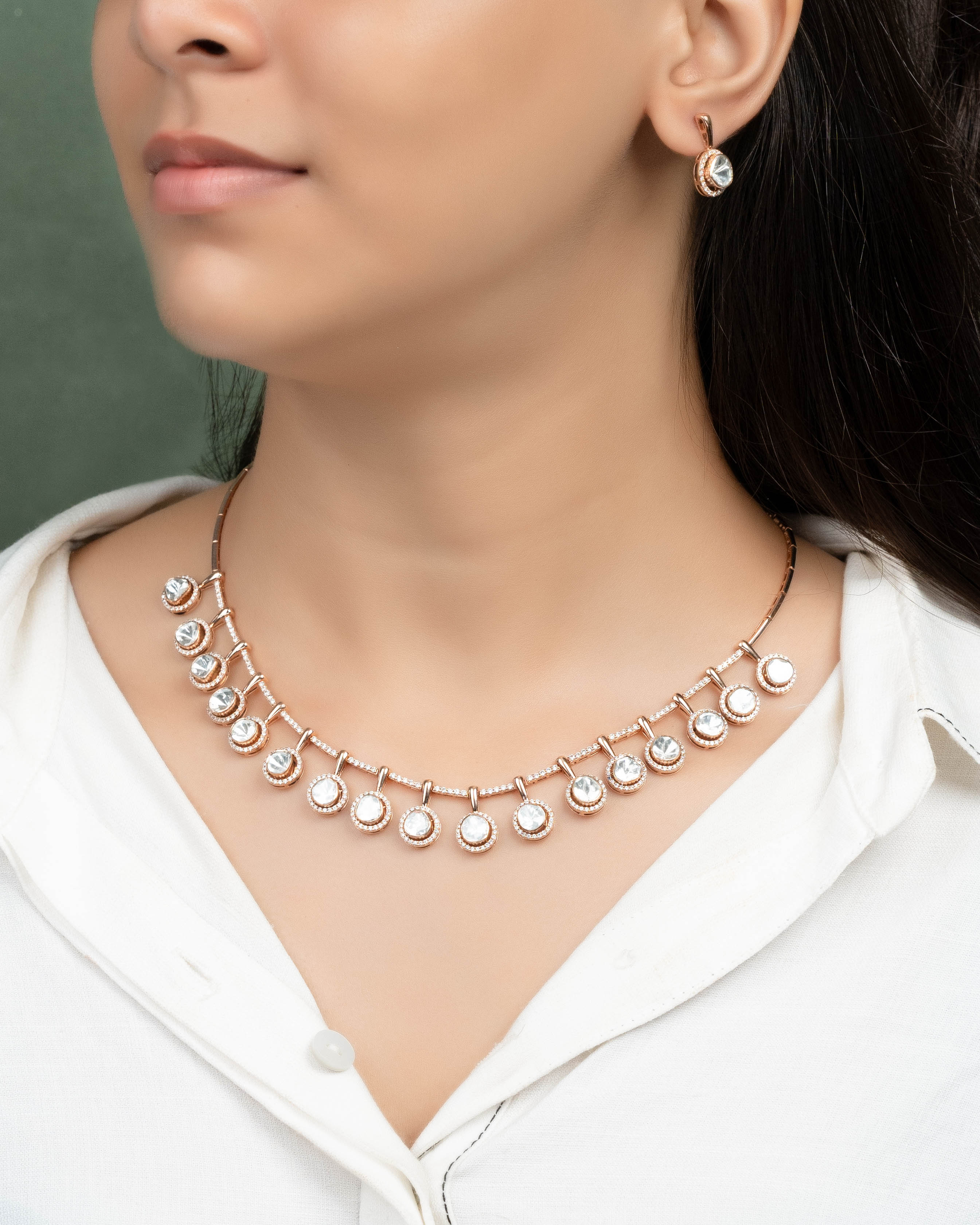 Diya Necklace And Tashia Tops Polki And Diamond Set – Tyaani Jewellery ...