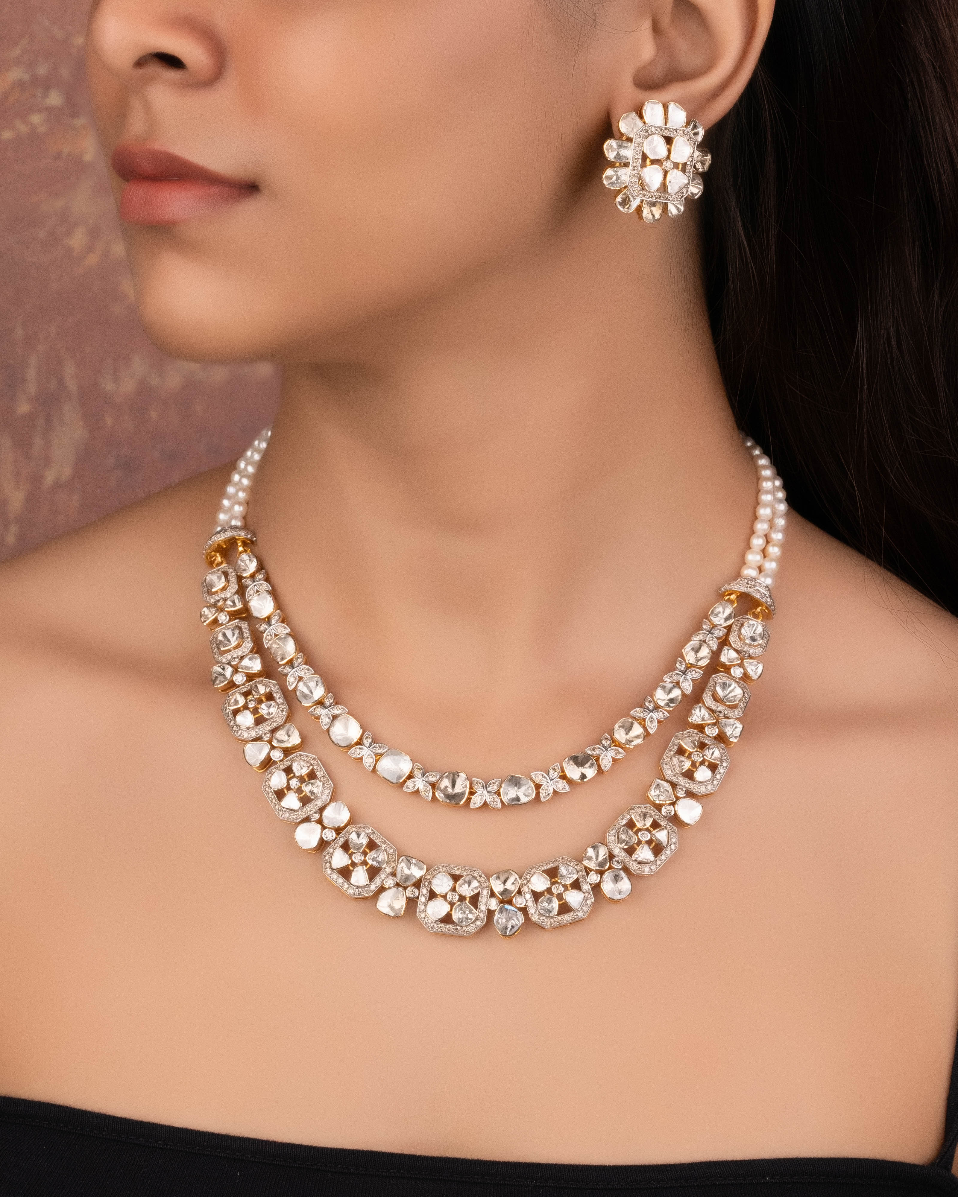 Laiba Necklace And Jeenal Tops Polki And Diamond Set – Tyaani Jewellery ...