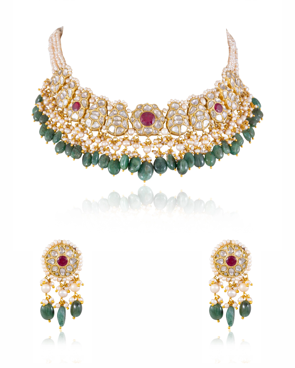 Tanvi Necklace And Taniya Tops Polki Set – Tyaani Jewellery LLP