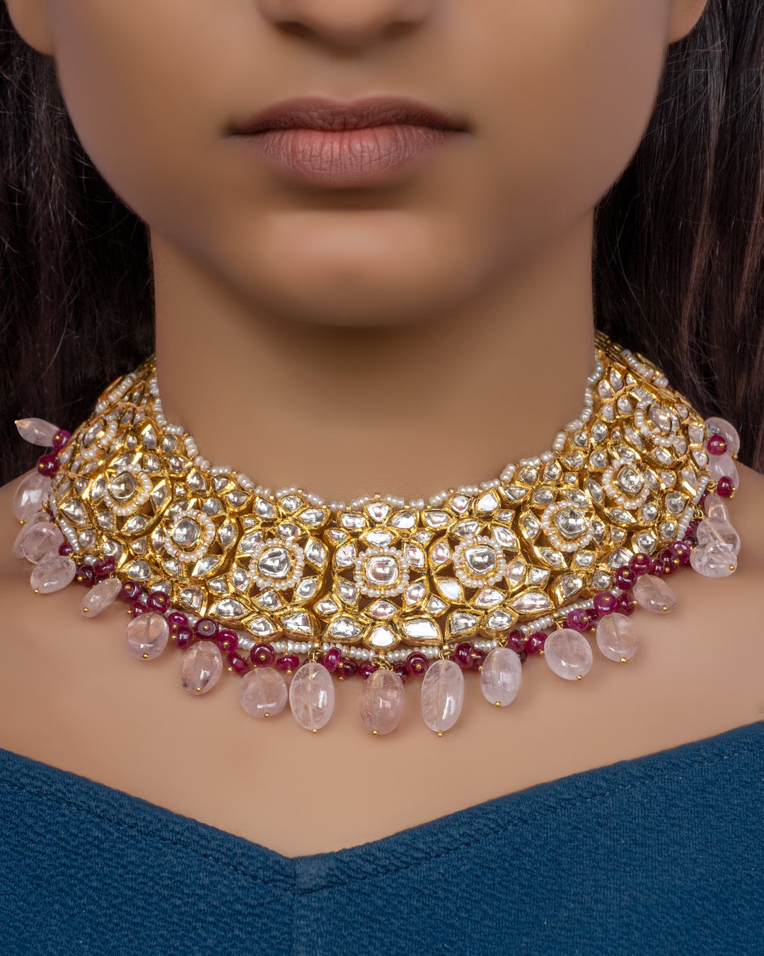 Polki Necklace Sets - Handcrafted 22 KT Gold | Tyaani Jewellery ...