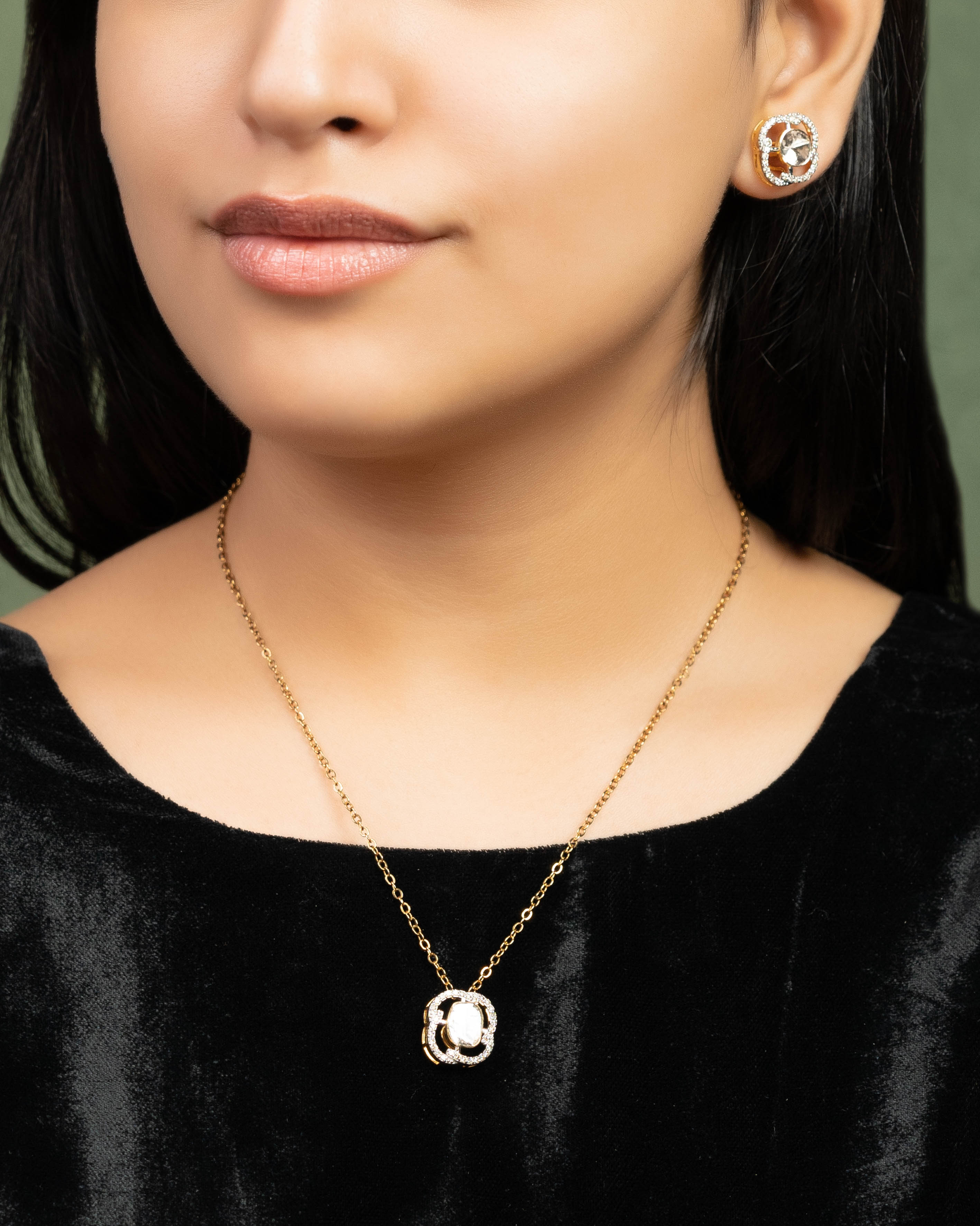 Arifa Pendant And Aarya Tops Polki And Diamond Set – Tyaani Jewellery ...