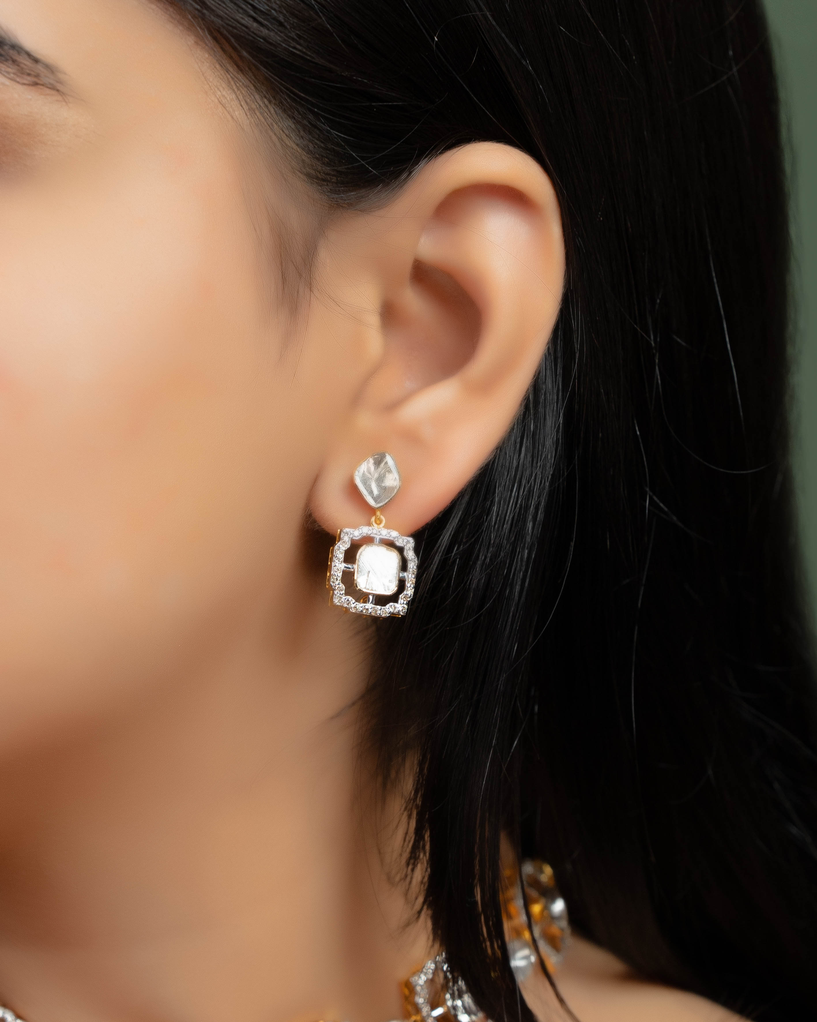Hardika Polki And Diamond Long Earrings – Tyaani Jewellery Private Limited