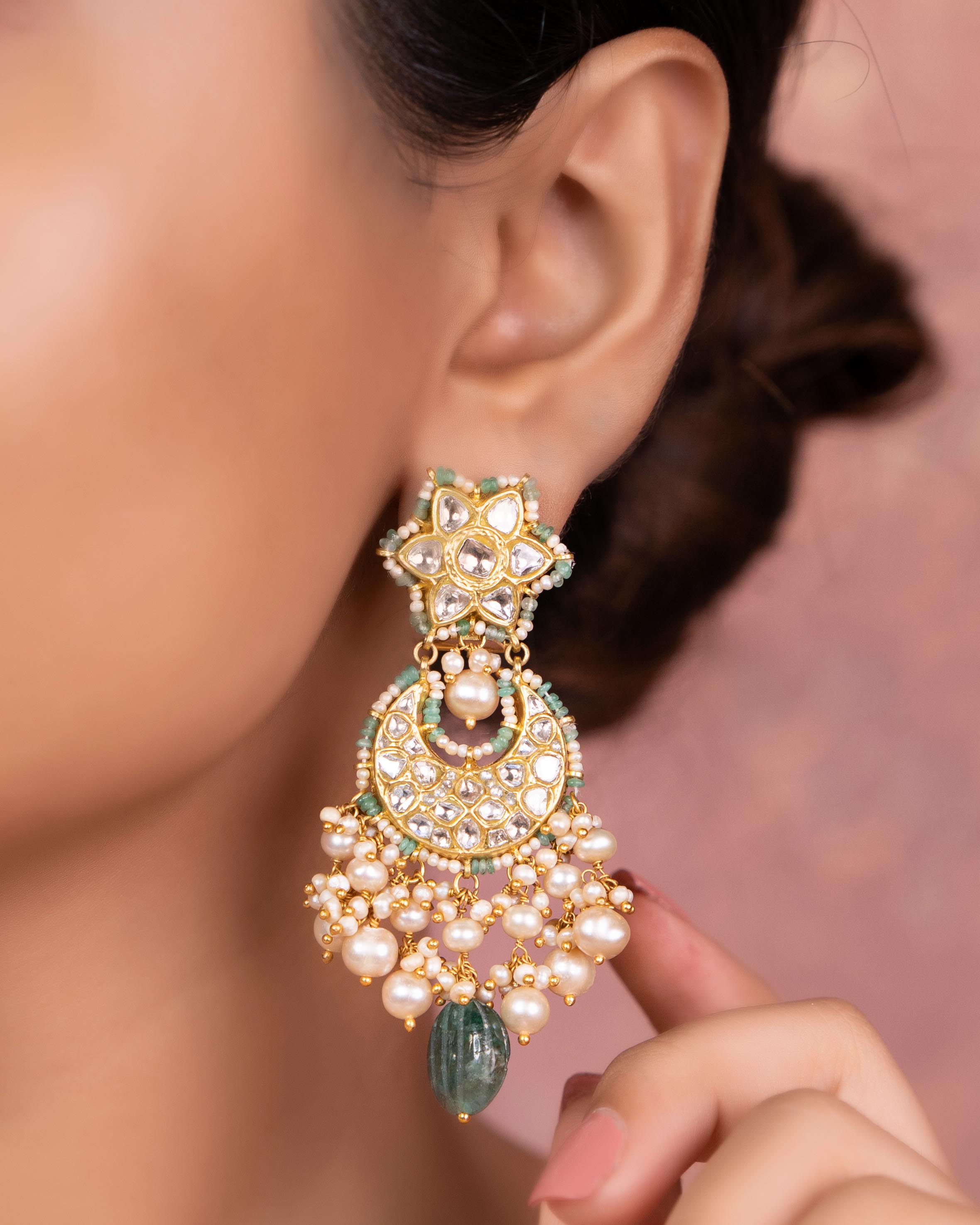 Rida Polki Chandbalis – Tyaani Jewellery LLP