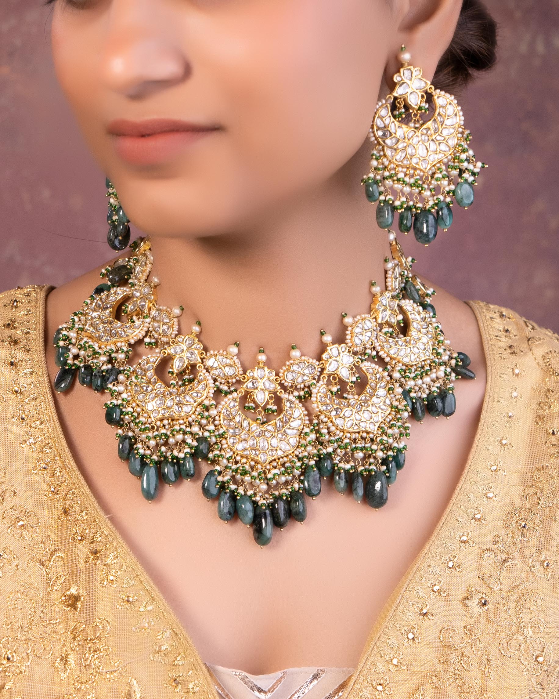 Asmita Necklace and Danvi Chandbalis Bridal Polki Set – Tyaani ...