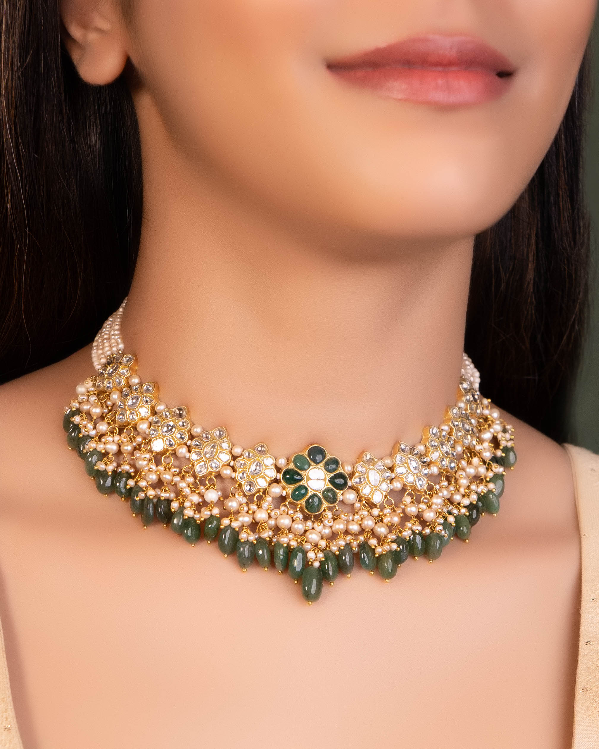Rakhi Necklace And Nimita Tops Polki Set – Tyaani Jewellery LLP